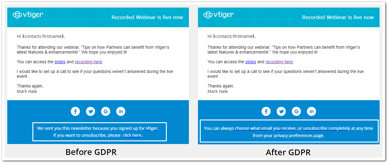 How to send GDPR complaint email campaign - Vtiger CRM Blog