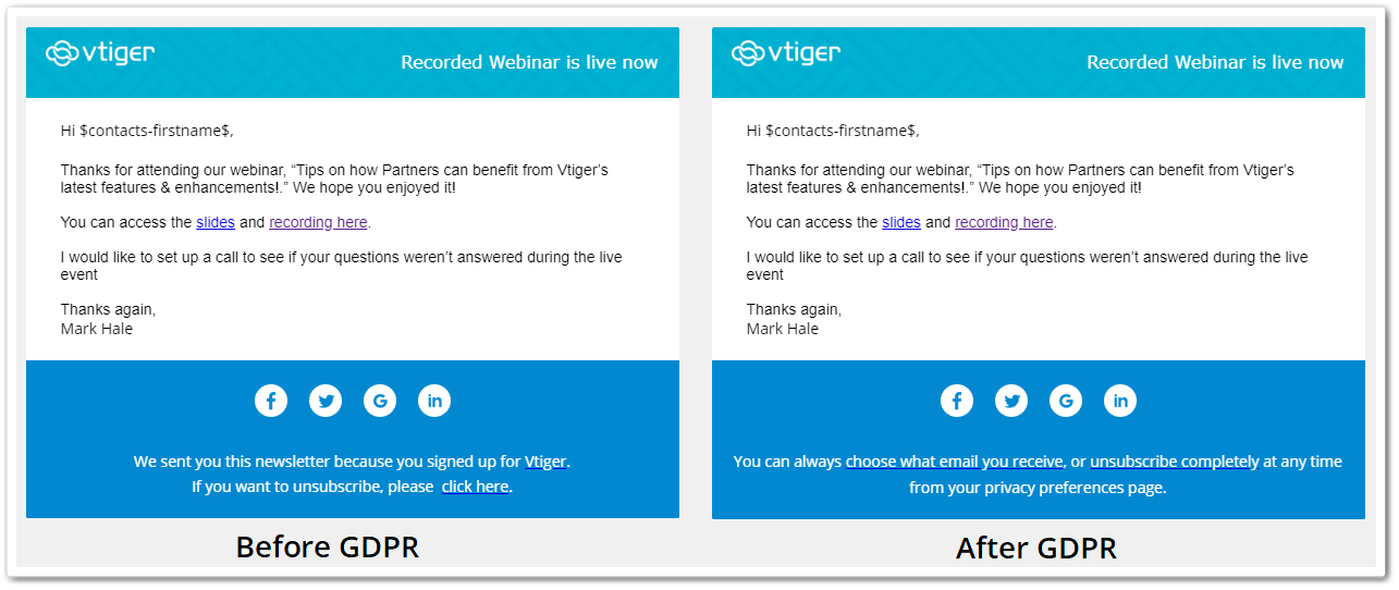 Vtiger CRM Blog » How to send GDPR complaint email campaign