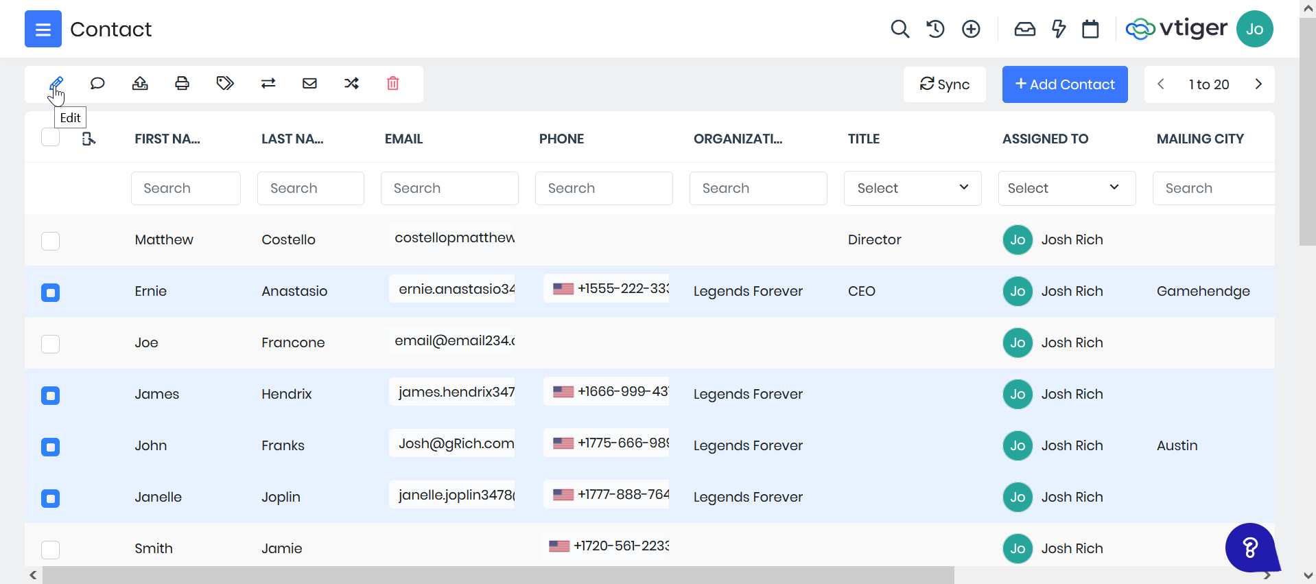 Big Little Things - List View Actions - Vtiger CRM Blog