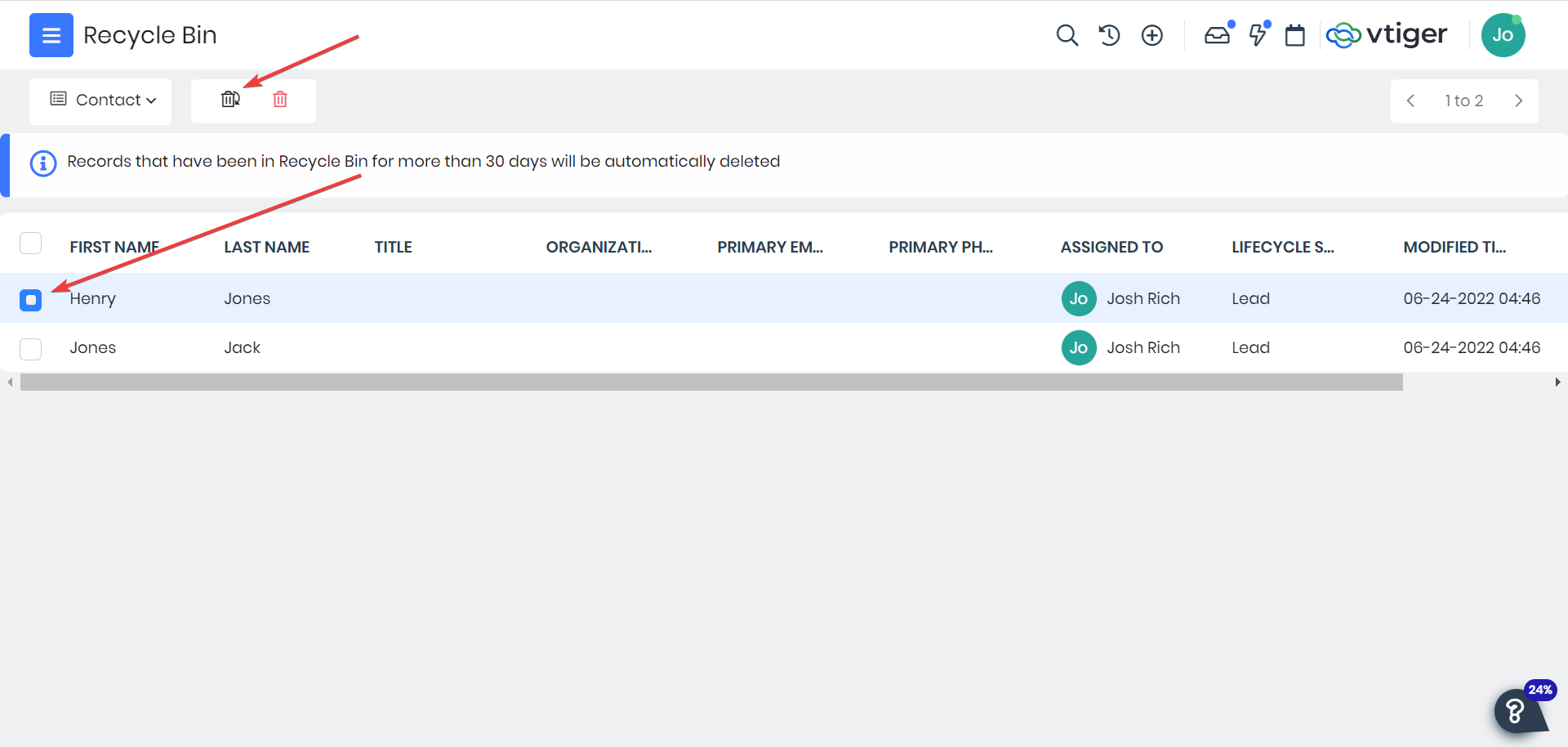 Vtiger CRM Blog » Big Little Things: The Recycle Bin