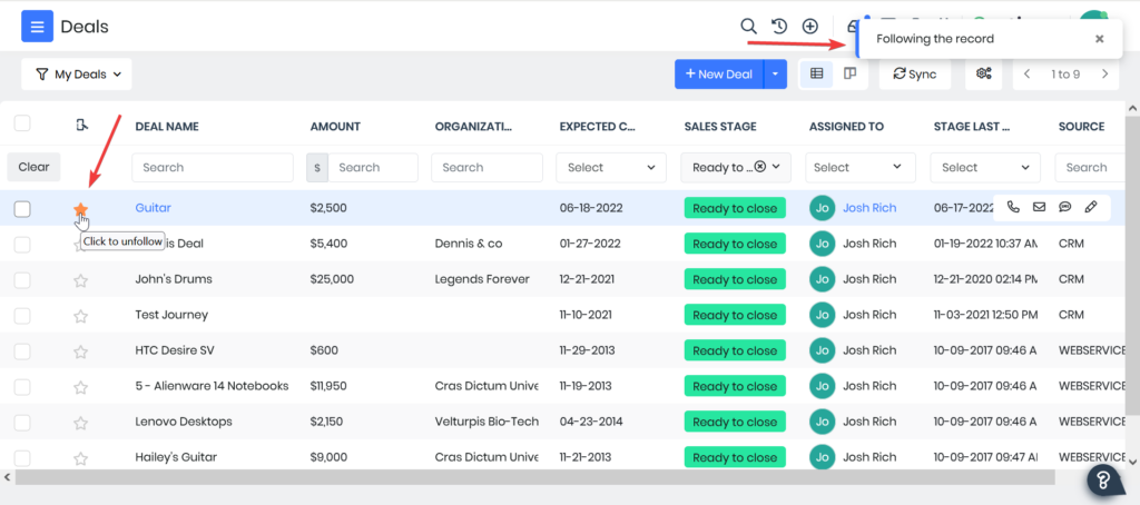 Big Little Things - The Follow Feature - Vtiger CRM Blog