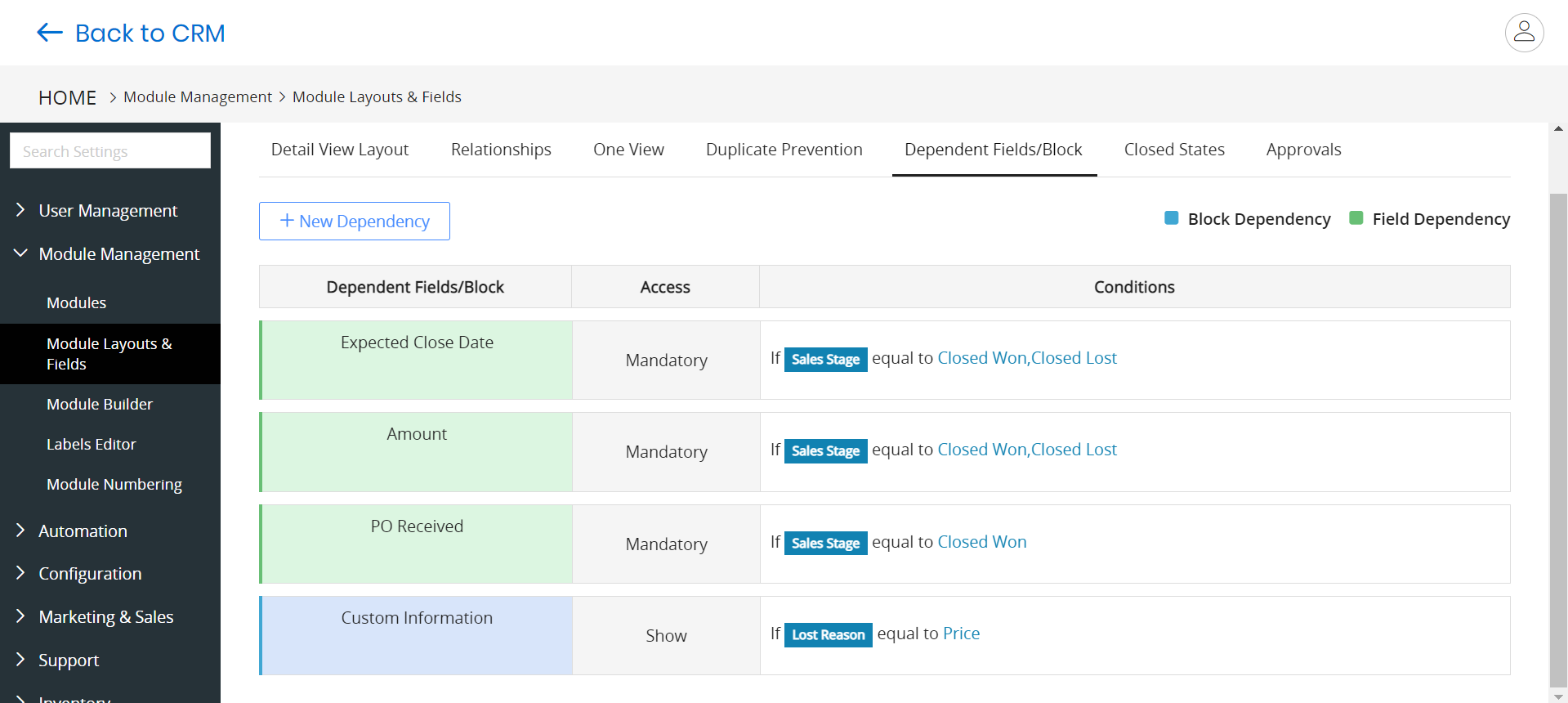 Big Little Things - Dependent Fields/Blocks - Vtiger CRM Blog
