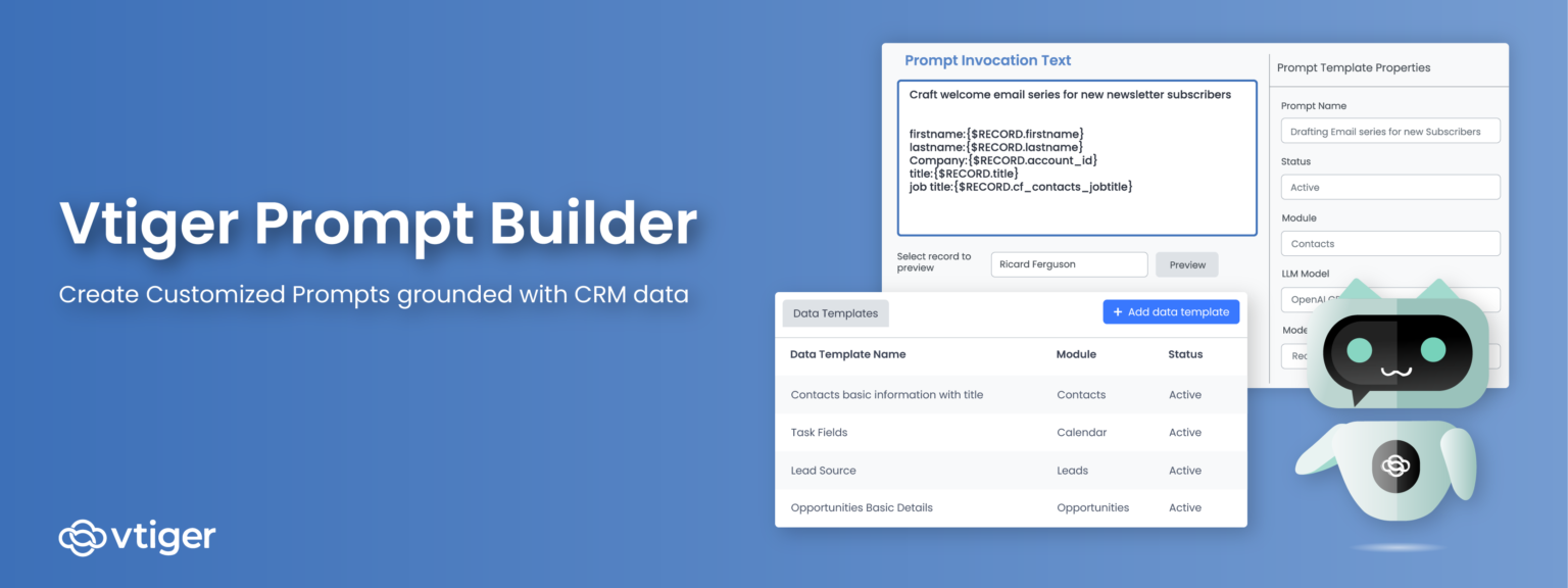Design Tailored Prompts with Your CRM Data Using Vtiger Prompt Builder - Vtiger CRM Blog
